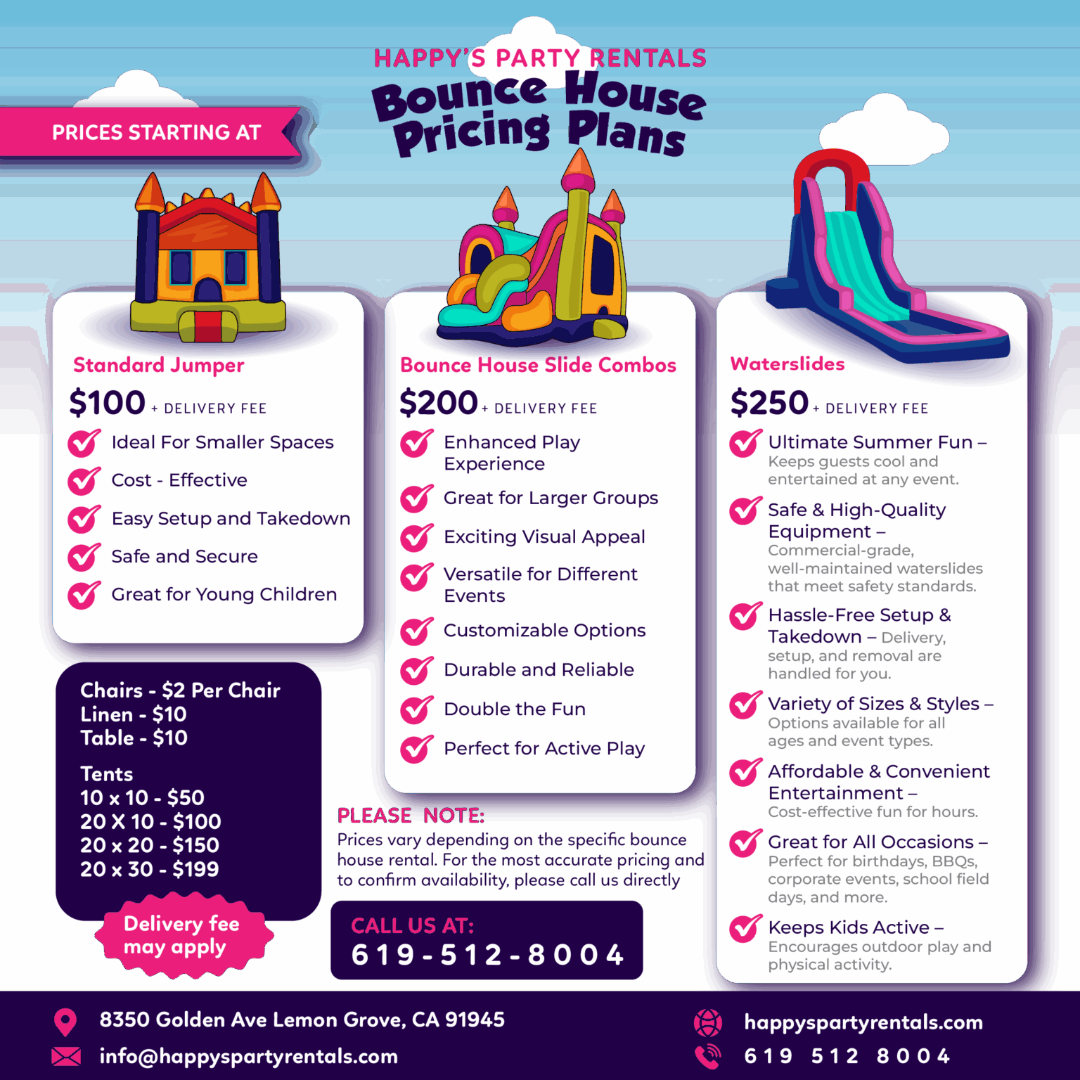 Prices - #1 Jumper Rentals in San Diego, CA